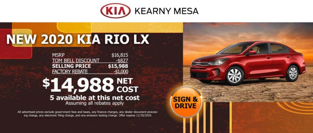 Vehicle specials going on now at Kearny Mesa Kia