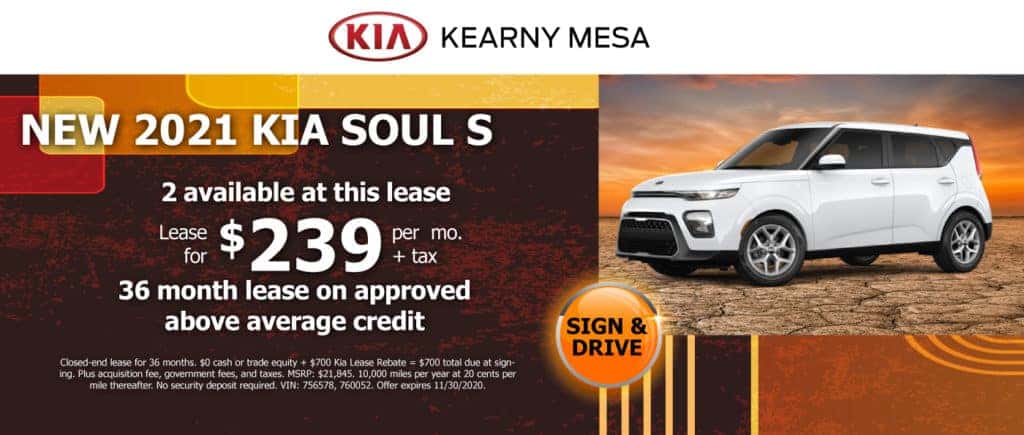 Vehicle specials going on now at Kearny Mesa Kia